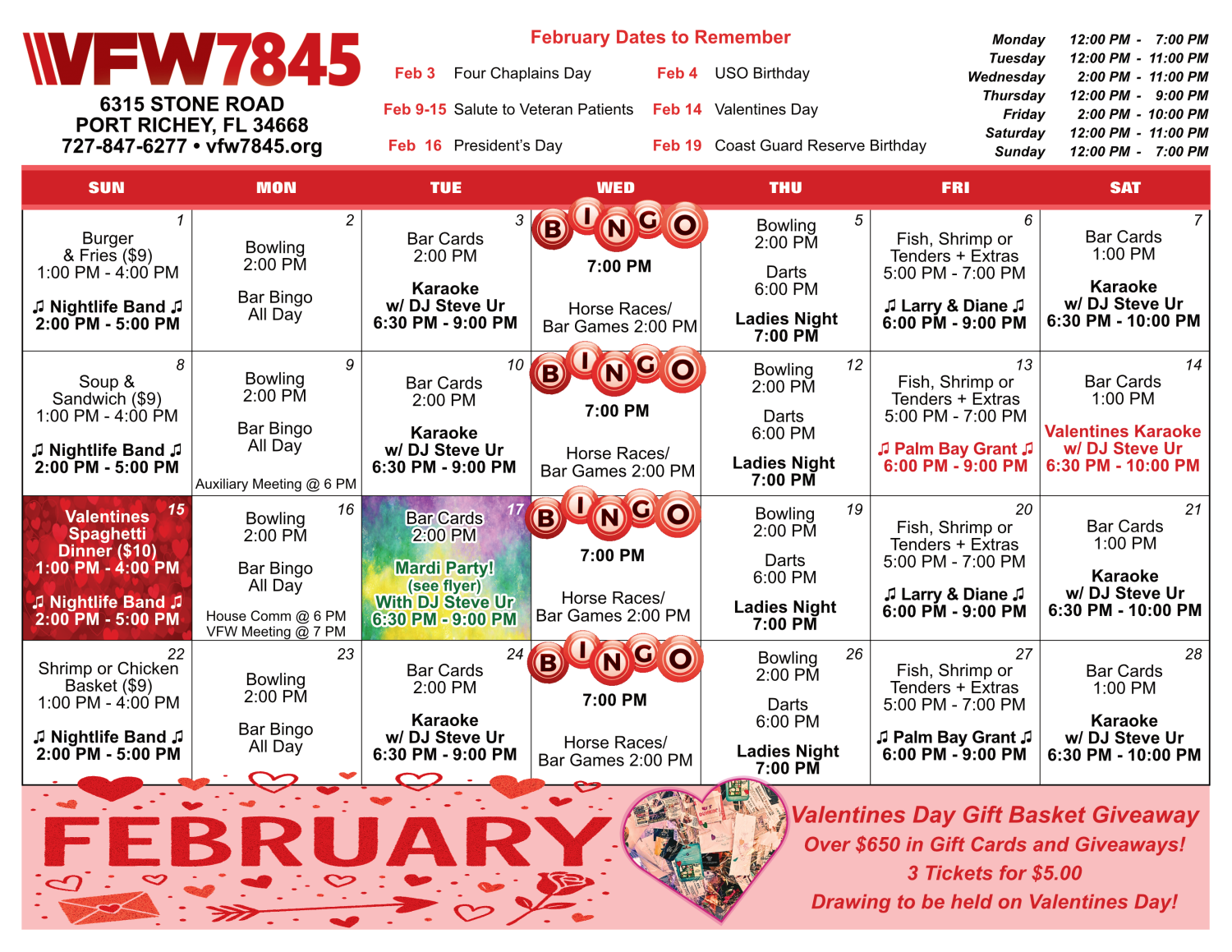Calendar of Events – VFW 7845